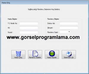 Gorsel Programlama » Sağlık Ocağı Randevu Takip Programı C#