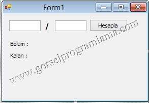 Gorsel Programlama » Bölme İşareti Kullanmadan Bölme İşlemi –Csharp
