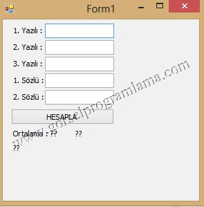 Gorsel Programlama » Not Ortalaması Hesaplama — Csharp