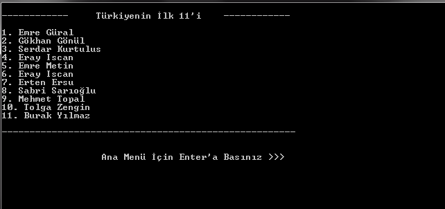 Gorsel Programlama » Rastgele Takım Kadrosu Oluşturma — Csharp Console