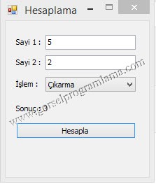Gorsel Programlama » Dört İşlem — Csharp