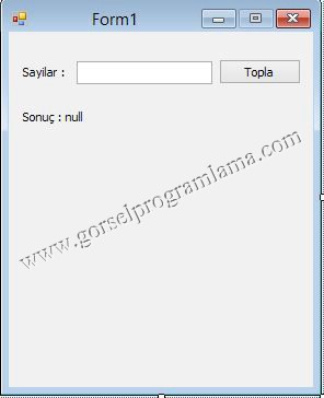 Gorsel Programlama » Metotlarda params kullanımı — Csharp