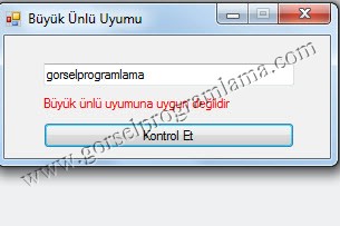 Gorsel Programlama » Büyük Ünlü Uyumu Kontrol Programı — Csharp