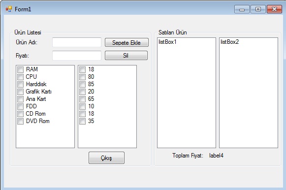 Gorsel Programlama » Ürün Satışı C#.NET(C.NET)
