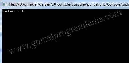 Gorsel Programlama » Mod Alma C# Console-Programlama Temelleri Ders 16