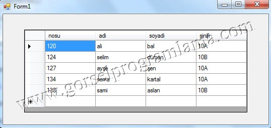Gorsel Programlama » Veri tabanındaki kayıtları dataGridView’de ...