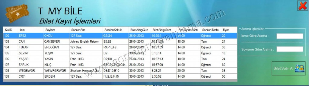Gorsel Programlama » Ms SQL Veri tabanlı Sinema Takip Programı ...