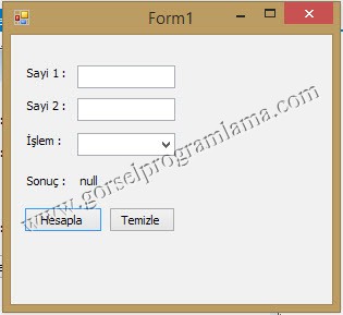 Dört İşlem (Yordamlı) — Csharp – Gorsel Programlama